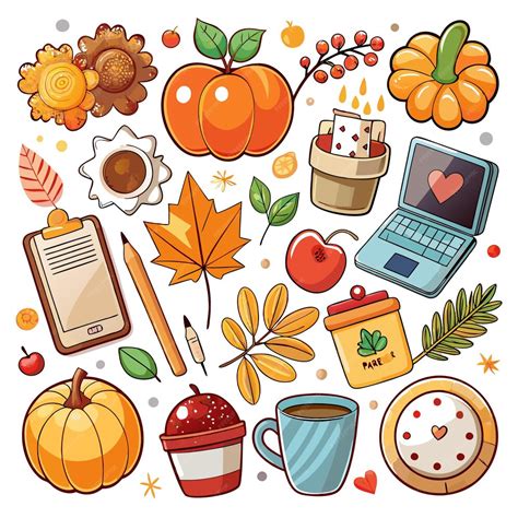 Premium Vector Cute Autumn Illustration With Pumpkins Coffee And Leaves