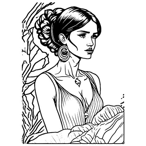 Beautiful Woman Who Has Turned To Stone Coloring Page · Creative Fabrica