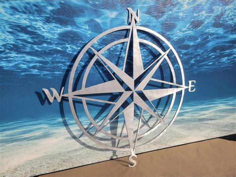 Compass Rose Metal Wall Art Nautical Fish Decor Custom Art Etsy
