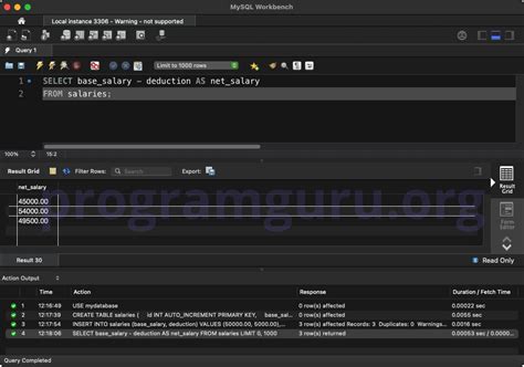 MySQL Minus Operator