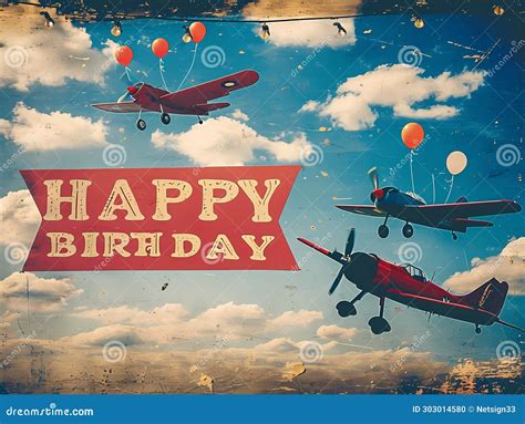 Happy Birthday Card With Airplanes A Group Of Airplanes In The Air