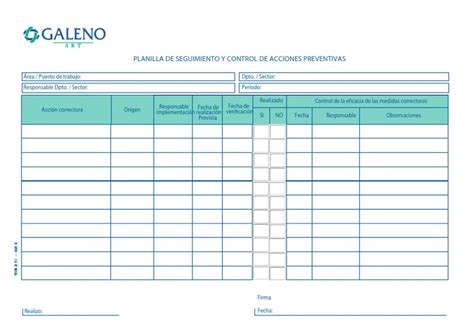 Planilla De Seguimiento Y Control De Acciones Correctivas Pdf