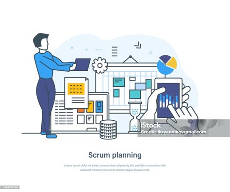 Scrum Planning Process Agile Development Task Sprint Teamwork Methodology Stock Illustration