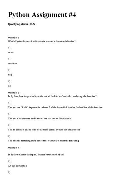 Python Assignment 4 Qualifying Marks 95 Pdf Python