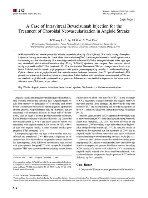Pdf A Case Of Intravitreal Bevacizumab Injection For The Treatment Of Choroidal