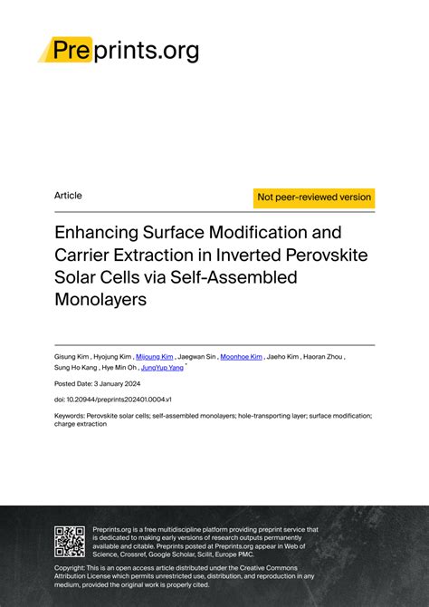 Pdf Enhancing Surface Modification And Carrier Extraction In Inverted