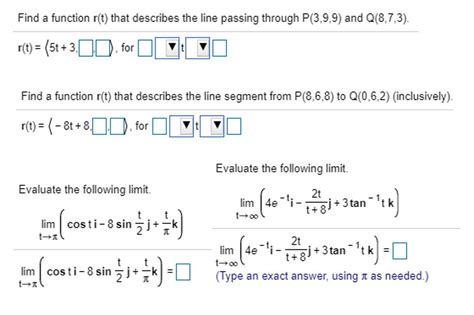 solved find a function r t that describes the line passing