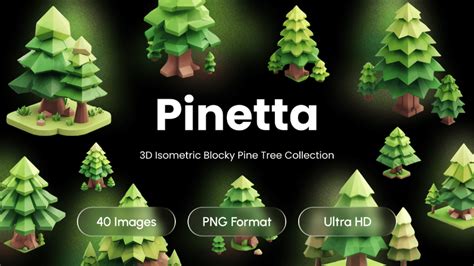 Pinetta 3d Isometric Blocky Pine Tree Collection Figma