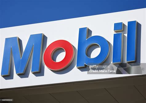 The Mobil Logo And Is Displayed At A Mobil Gas Station On October 28