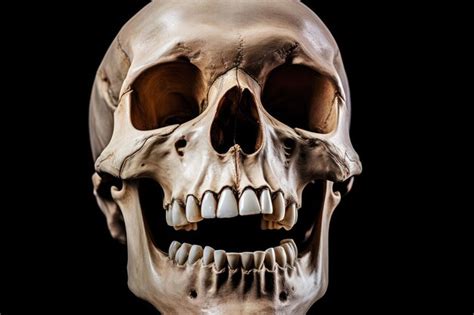 Premium Photo Frontal View Of Human Skull With Open Mouth Reflecting