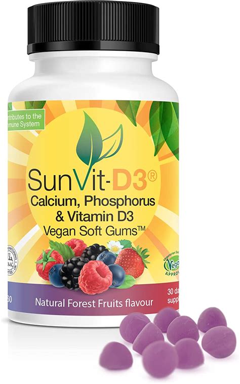 Sunvit D3 Chewable Vitamin D And Calcium Supplements Forest Fruits Flavour Vegan Vitamin D3