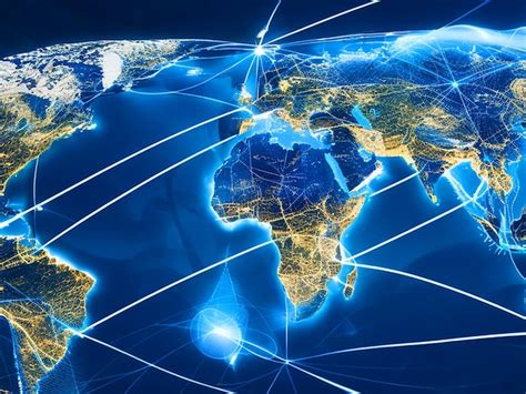 Premium Photo Information Across Technological Lines Running Around The World From The Internet