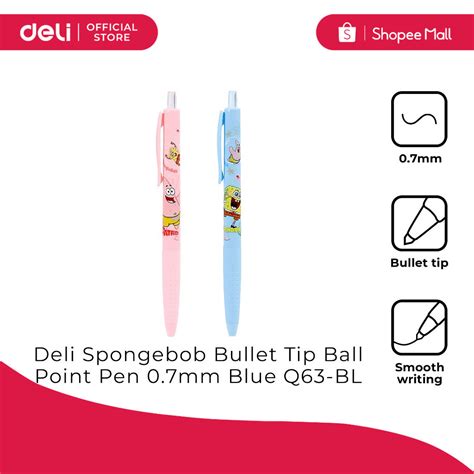Deli Q63 Bl Spongebob Bullet Tip Ball Point Pen 07mm Blue Shopee Philippines
