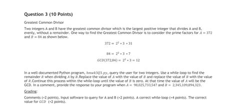 Solved Question Points Greatest Common Divisor Two Chegg