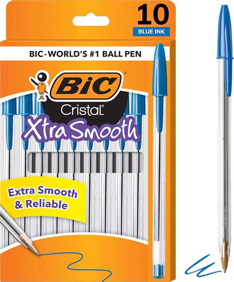 Bic Cristal Xtra Smooth Ball Pen Medium Point 1 0 Mm Blue 10 Count