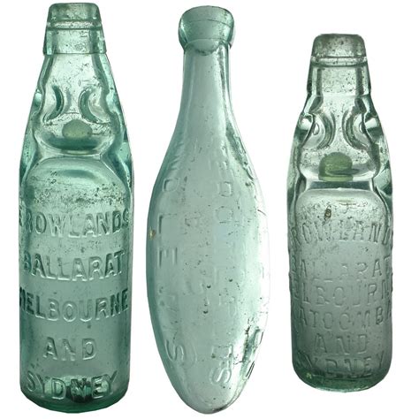 3 Rowlands Bottles Ballarat Melbourne And Sydney Codd Late Rowlands And Lewis Torpedo 6 Oz Codd