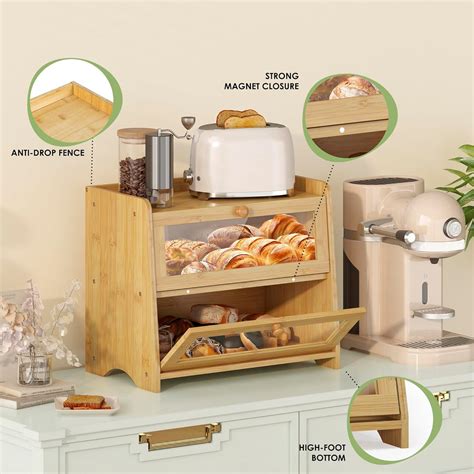 Jansnimen Double Layer Bread Box For Kitchen Countertop Large India Ubuy