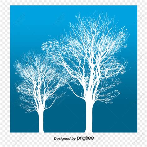 벡터 겨울 새하얀 나무 일러스트현대의푸른눈송이 Png 일러스트 무료 다운로드 Lovepik