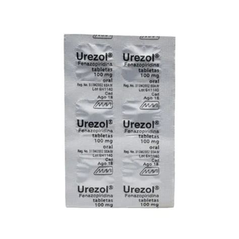 Urezol Tabletas 100 Mg Analgésico Urinario Farmacia La Paz