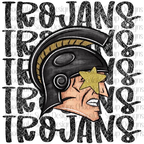 Trojans Preppy Mascot Vegas Gold Black Chocolate Soup Designs