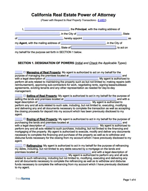 Free California Power Of Attorney Forms Pdf