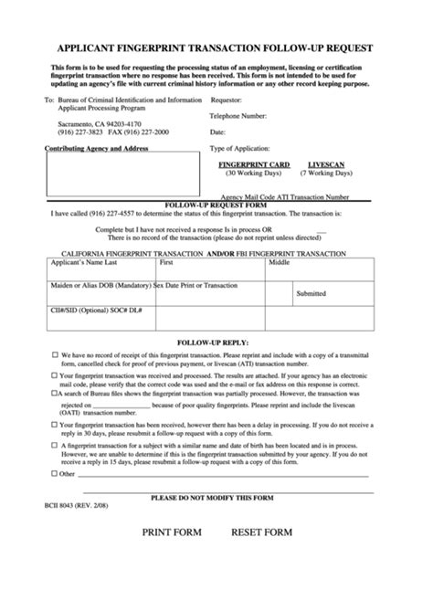 Top 5 Live Scan Fingerprinting Form Templates Free To Download In Pdf