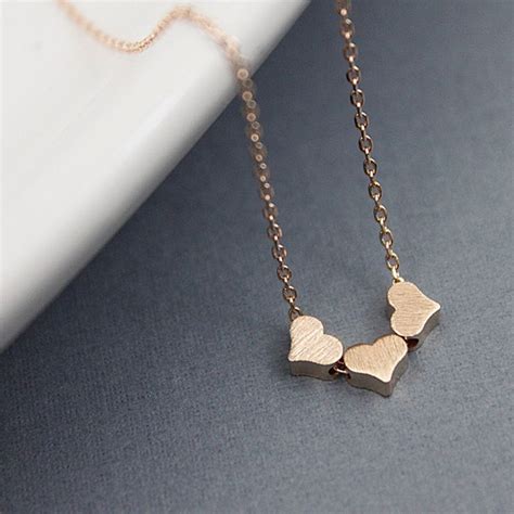 Three Heart Necklace Etsy