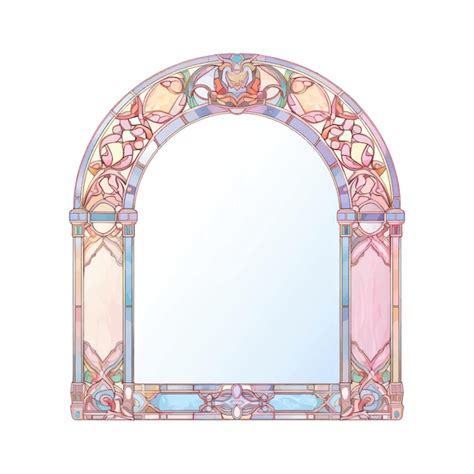 Elegant Stained Glass Arched Mirror Premium Ai Generated Vector