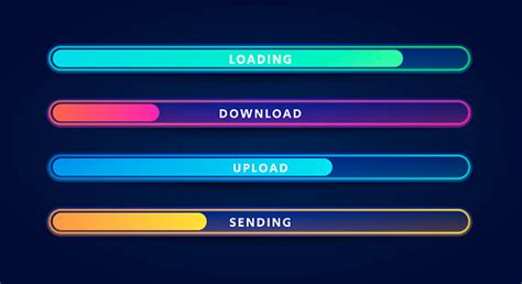 Vector Illustration Colorful Loading Bar Set Modern Web Element Collection Stock Illustration