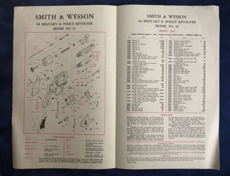 Smith And Wesson Sandw Model 10 38 Mandp Revolver Instructions Vintage