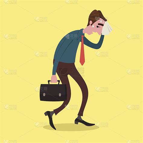 商人疲倦地用手帕擦汗。