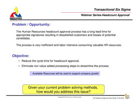 Hr Headcount Approval Process Case Study — Isssp For Lean Six Sigma