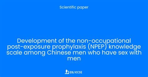 Scientific Research Development Of The Non Occupational Post Exposure
