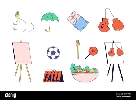 Boosting Mental Health D Linear Cartoon Objects Set Stock Vector Image Art Alamy