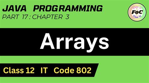 Java Programming Class 12 Arrays Unit 3 Information Technology It