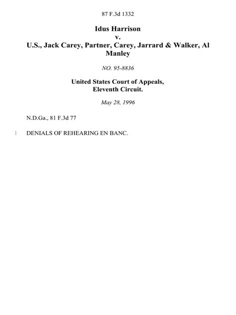 Idus Harrison V U S Jack Carey Partner Carey Jarrard And Walker Al Manley 87 F 3d 1332