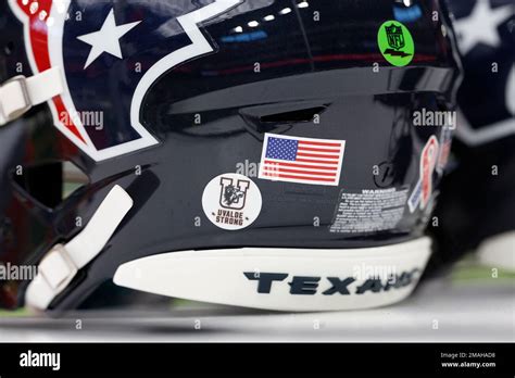 Houston Texans Helmet Seen In Closeup Detail From The Back With The