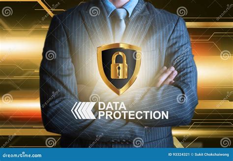 Businessman With Data Protection Shield Stock Illustration
