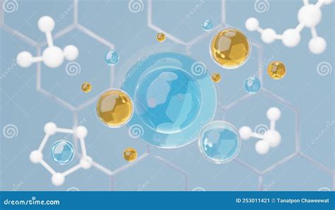 3d Render Of Simple Chemical Bond In Side Cell Or Molecules The