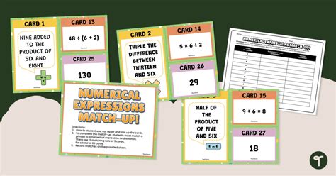Numerical Expressions Match Up Teach Starter Worksheets Library
