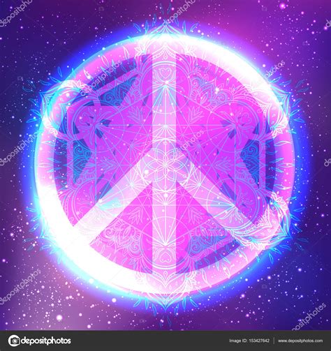 Peace Symbol With Mandala Round Pattern Vintage Style Decorat