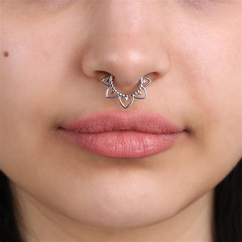 Chicbianca Flower Sterling Silver Body Piercing Jewelry Septum Clicker