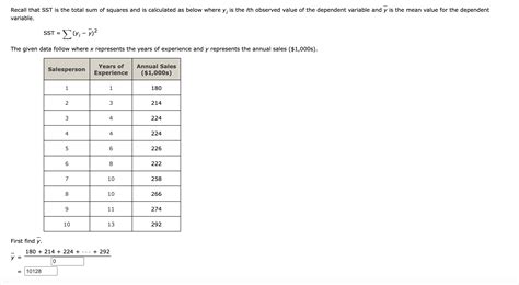 solved recall that sst is the total sum of squares and is