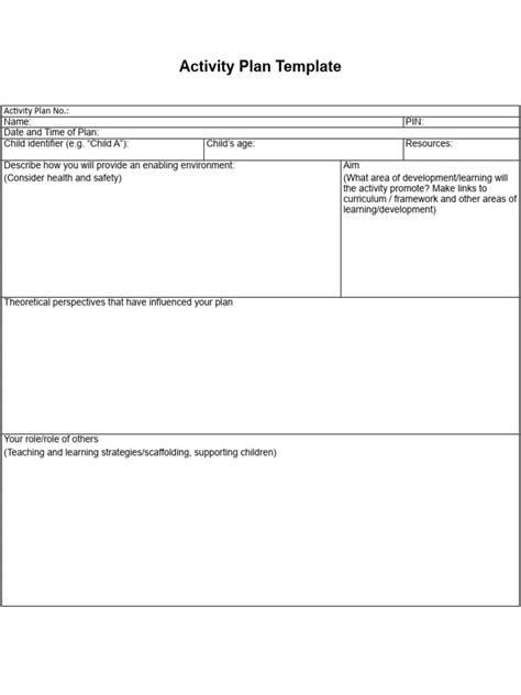 Aetc Activity Plan Template Download Free Pdf Learning Education