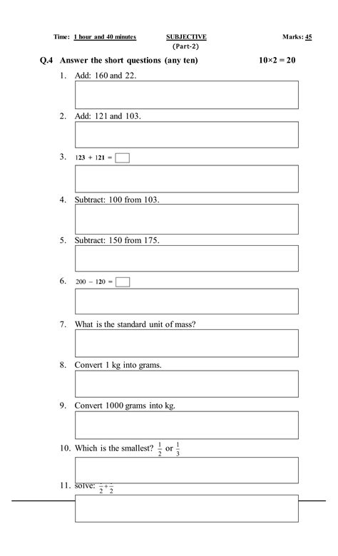 Mathematics Papers Class 2 Doc