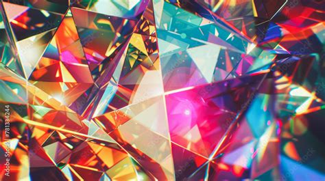 A Dynamic Display Of Geometric Crystals With Prismatic Refraction Of