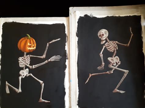 Happy Halloween Skeletons Tina Lewis Art