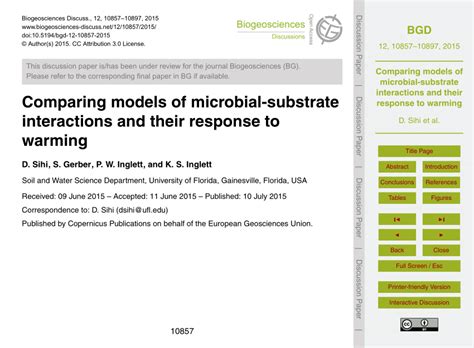 Pdf Comparing Models Of Microbial Substrate Interactions And Their