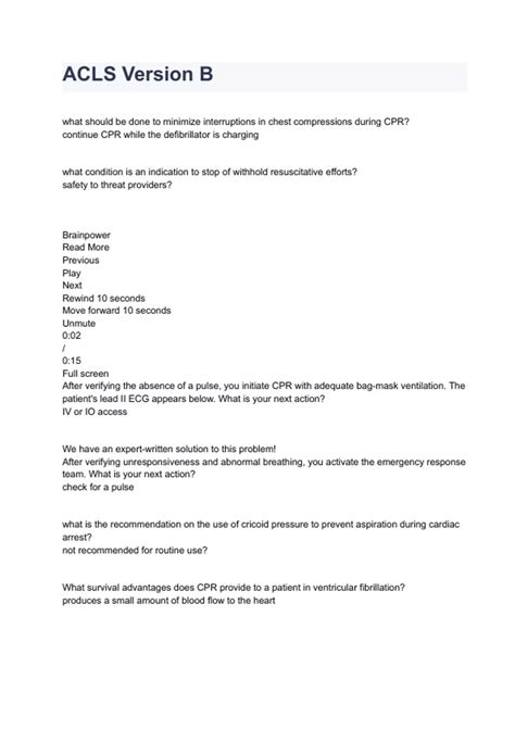 Acls Exam Version B Questions With Answers 2024 2025 Already Graded A