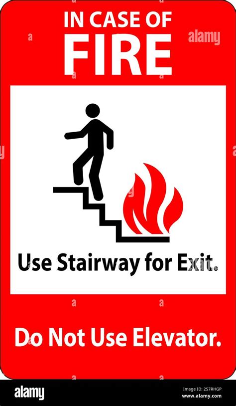 In Case Of Fire Sign Use Stairway For Exit Do Not Use Elevator Stock